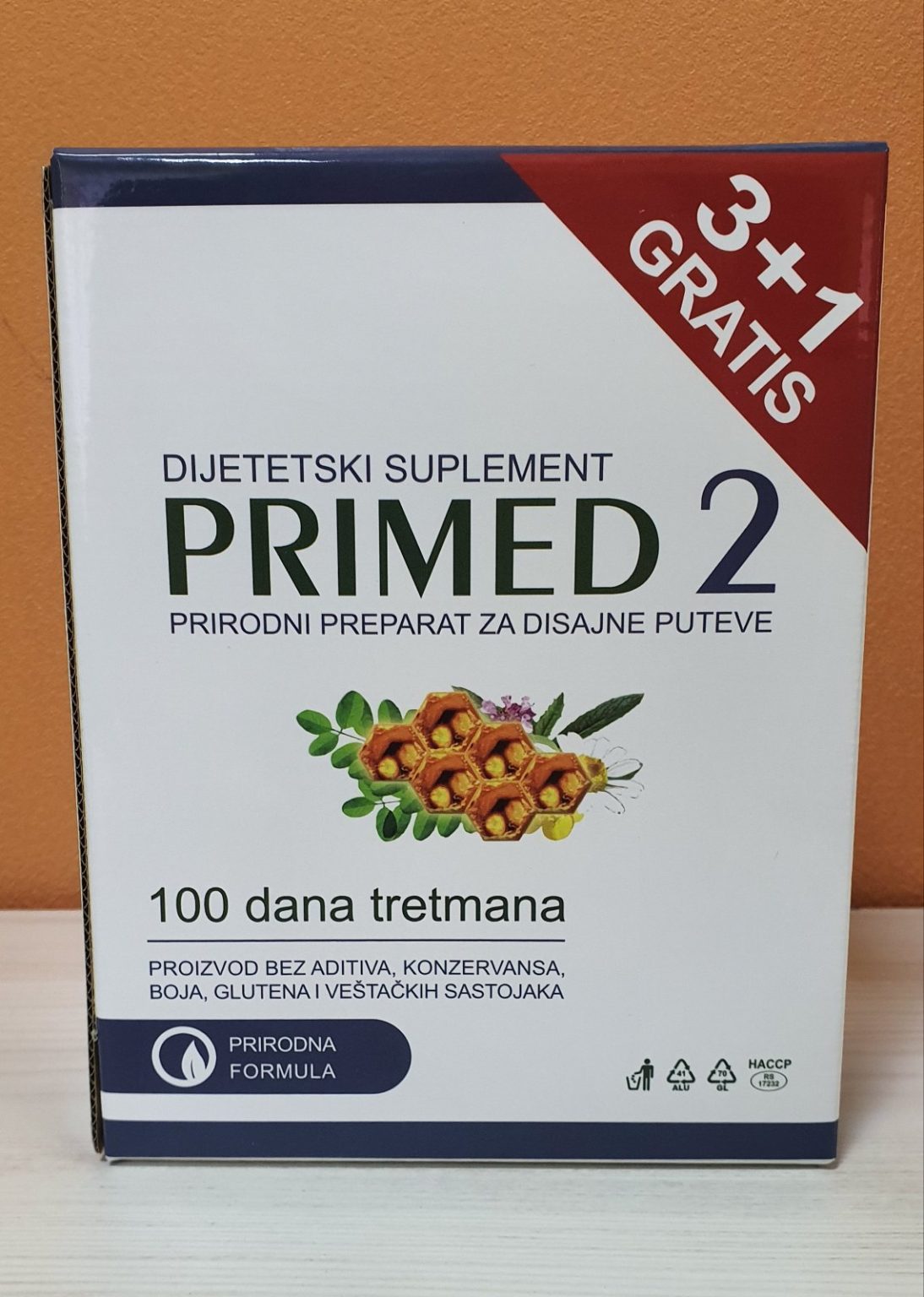 Posebna ponuda PRIMED 2 250 g 3+1 gratis - prirodni preparat za disajne puteve